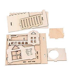 VILLCASE Hamster Ladder Wood Hut of Pets Mouse Rat Gerbil and Dwarf Hamster Can Freely Play with A Material of Log, Two Layers Platform for Living Activities