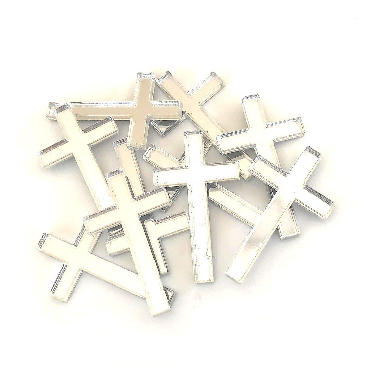 Super Cool Creations Cross Shaped Crafting Mirrors, Set of 10, Many Colours, Shatterproof Acrylic, Mocha Brown, Pack of 10 x 10cm