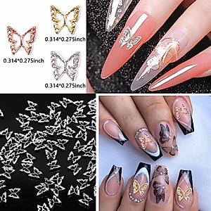 YECIRALA 90 Pieces 3D Butterfly Nail Charms for Nail Art 3D Butterfly for Nails Gold Silver Rose Gold Butterfly Charms for Acrylic Nails Craft Accessories for Women Girls Jewelrys Decorations