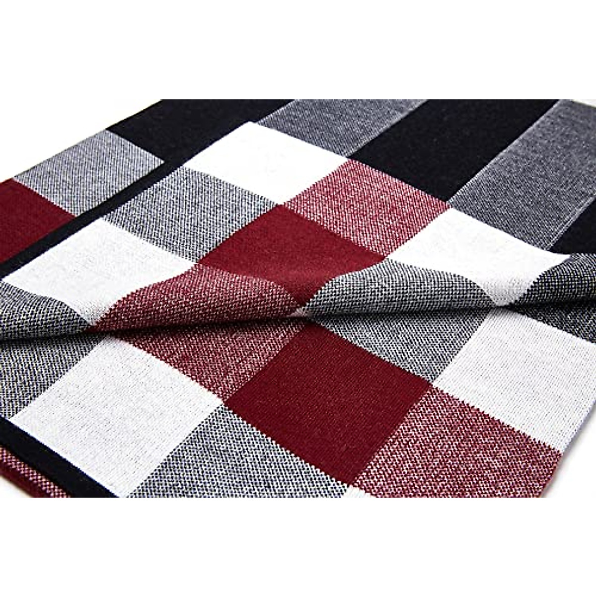 BMVMB Men Winter Cashmere Scarf Wool Soft Warm Knitted Plaid Scarves for Men (Black(Plaid))