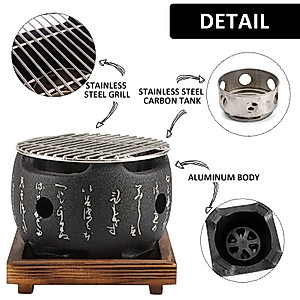 6.3in Japanese Style BBQ Grill Portable Round Barbecue Stove Food Charcoal Stove with Wire Mesh Grill and Base Japanese Tabletop Household Barbecue Tools for 1-2 Person