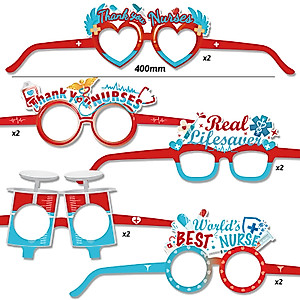 HOWAF 30pcs Thank You Nurses Paper Frames Photo Booth Props Glasses, Nurse Appreciation Party Favors Eyeglasses, RN Graduation Glasses for Nurse Themed Party Favors Gift