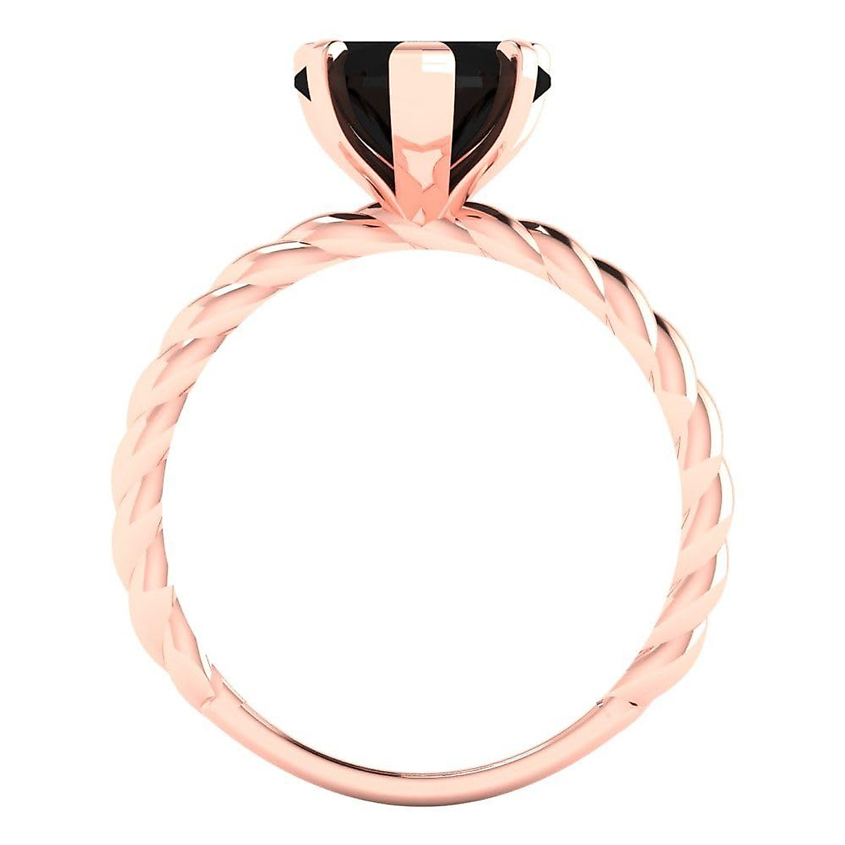 2ct Heart Cut Solitaire Rope Twisted Knot Natural Black Onyx Gem Bridal Designer Anniversary Engagement Ring 14k Rose Gold 8