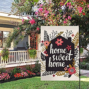 BLKWHT Home Sweet Home Garden Flag Vertical Double Sided Spring Summer Yard Outdoor Decorative 12.5 x 18 Inch