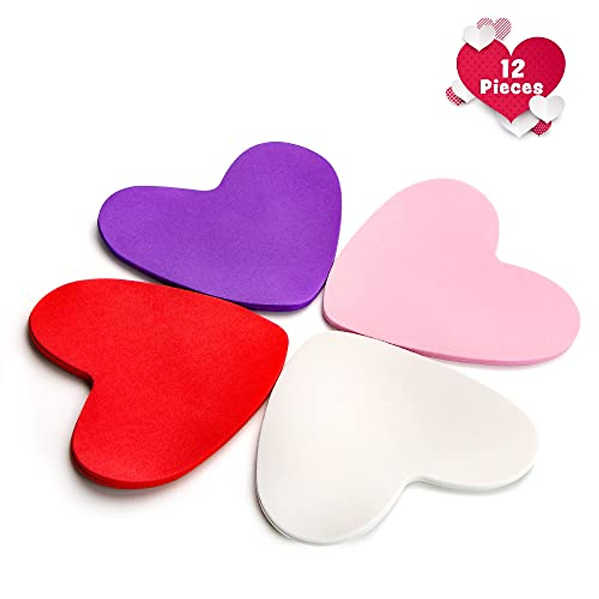 JOYIN 62 Pcs Valentines Day Heart Doilies Craft Gift Set with 50 Pcs Heart Paper Doilies, 12 Pcs Foam Hearts and 1 Bags of Glitter Foam Heart Stickers for Valentine's Day Party Tableware Decoration