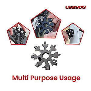 US2YOU 18-in-1 Snowflake Multitool pack of 3, Stainless Steel Screwdriver Hand DIY Snowflake Multi tool, Portable Camping Accessories , Gadgets For Men and Christmas Gifts for Men, Women
