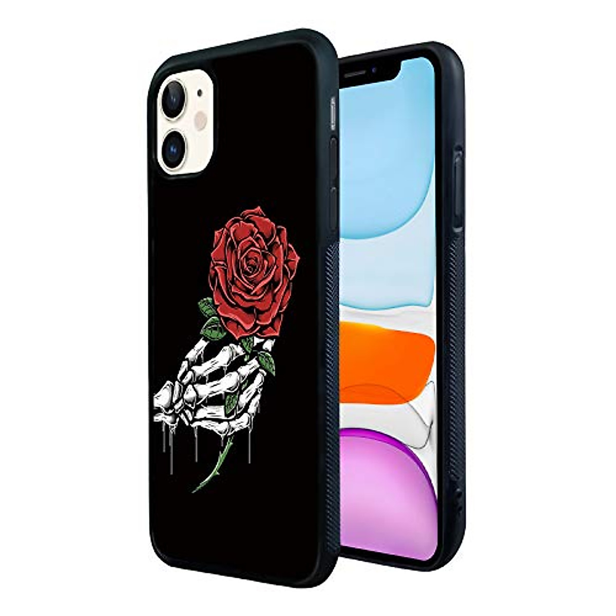 FANXI Rose Skull Phone Case Compatible with iPhone 11 6.1 Inch - Shockproof Protective TPU Aluminum Cute Cool Skeleton iPhone Case Designed for iPhone 11 Case for Men Girls Women Boys