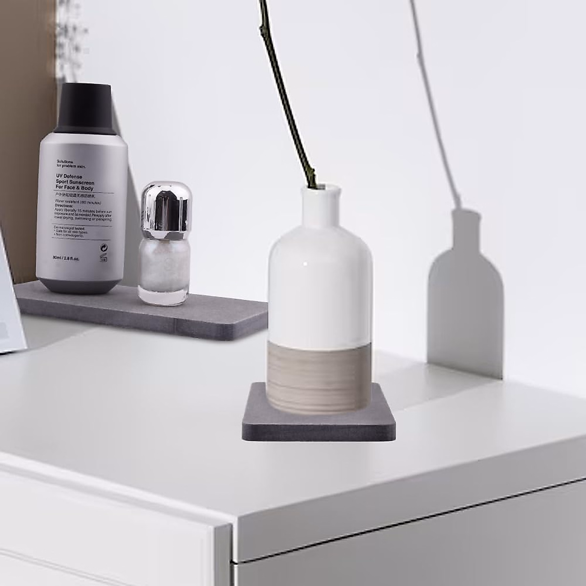 Set of 5 Water Absorbent Diatomite Coasters, Diatomaceous Earth Kitchen Soap Dish, Water Absorbing Stone for Hand Soaps & Cups & Drinks Bottles & Plants and Cosmetic Bottles