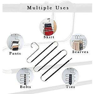 devesanter Pants Hangers Space Save Non-Slip 6 Pack S-Shape Trousers Hangers Stainless Steel Clothes Hangers Closet Storage Organizer for Pants Jeans Scarf Hanging Black