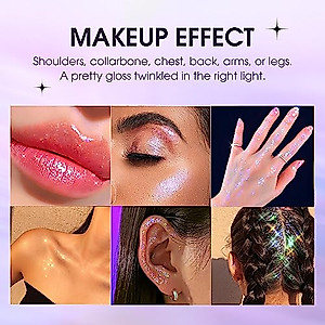 Body Glitter Gel, Quick-Drying & Self-Adhesive Face Glitter, Rave, Concert Glitter Makeup, Holographic Eye,Lip,Hair Glitter, Sparkle Accessories, Cosmetic Grade Sequins(#02 Stardust Pink）