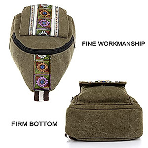 Canvas Messenger Bag,Embroidered Sling Bag,Casual Shoulder Bag,Crossbody Bags For Women,Retro Burglar Travel Backpack (Army Green)