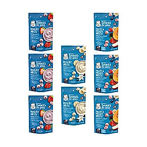 Gerber Snacks for Baby Variety Pack, Yogurt Melts & Fruit & Veggie Melts, 1 Ounce Pouch (Set of 8)