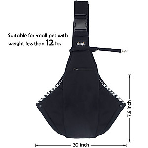 NATUYA Small Dog Carrier Sling Cat Sling,Adjustable Strap Hand Free Pet Puppy for Outdoor Traveling Subway (Black, Snap)