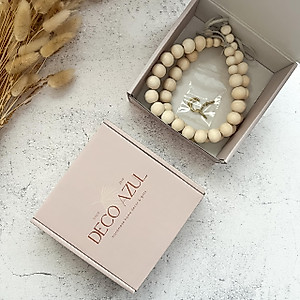 Deco Azul Curtain tiebacks - Curtain Hooks for Drapes - Boho Curtain tie Backs - Natural Wood Bead Curtain Ties - Curtain Holdbacks - Drappery Tiebacks - Curtain Holders - Set of 2