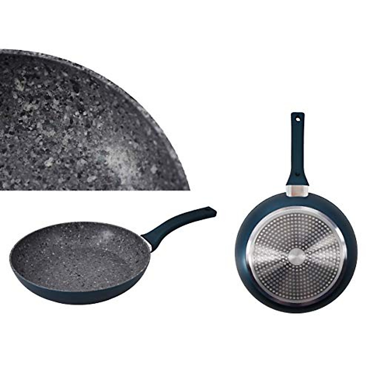 Uniware Aluminum Non-Stick Frying Pan w/Induction Bottom, 3-Layer Granite Coating, 3 Size Variants (11")