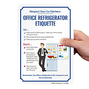 SmartSign 10 x 7 inch “Respect Your Co-Workers - Office Refrigerator Etiquette” Sign, Digitally Printed, 55 mil HDPE Plastic, Multicolor, Made in USA
