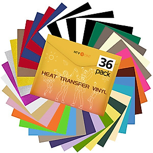HTVRONT Heat Transfer Vinyl Bundle: 36 Pack Iron on Vinyl for Cricut, 29 Assorted Colors HTV Vinyl & 1 Teflon Sheet, Easy to Cut & Weed & Transfer Heat Transfer Vinyl for T-Shirts - 12"x10"