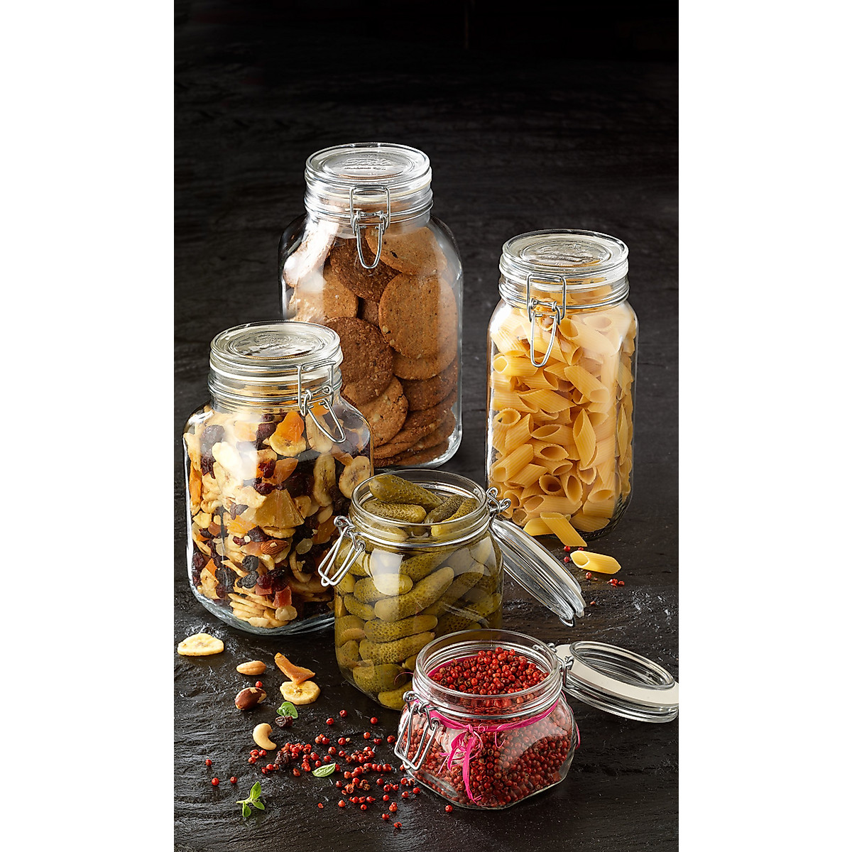 Bormioli Rocco Fido Clear Glass 5 Piece Canning Jar Set
