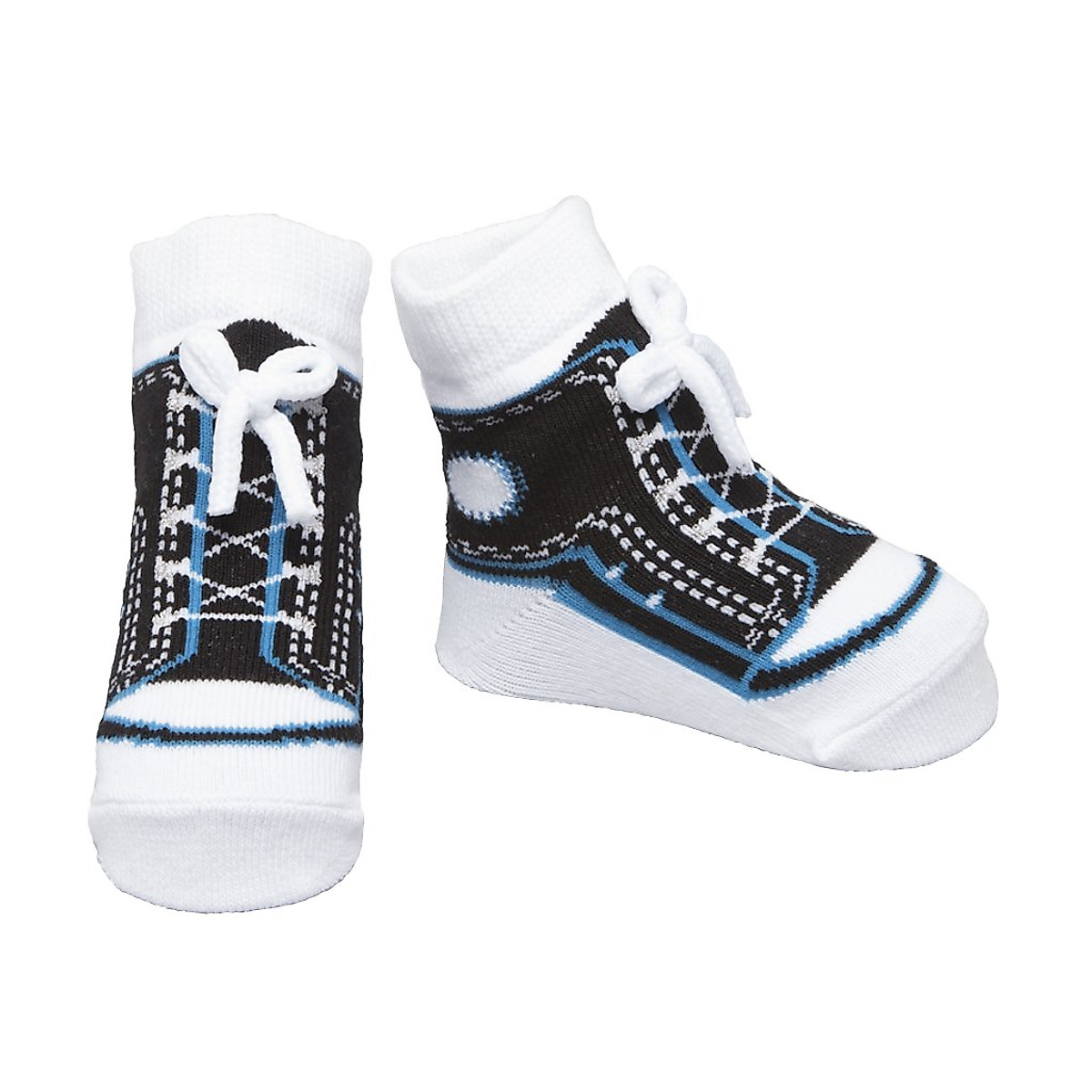 Baby Boy Socks with Sneaker Shoe Look-Non-slip Gripper Soles-3 or 6 Pairs-Cotton-Gift Packaged-Baby Shower-Faux Shoelaces