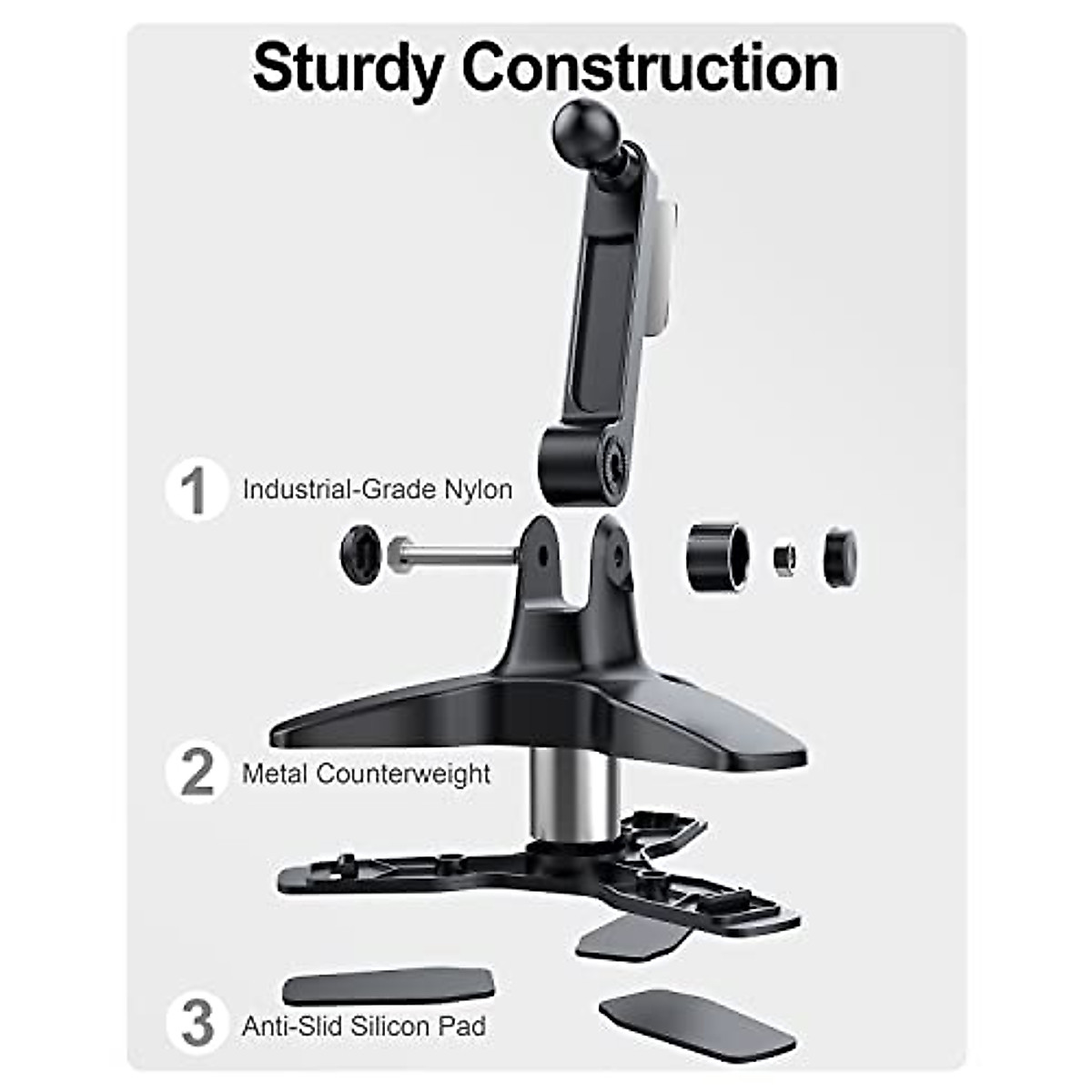 OQTIQ Cell Phone Stand for Desk, Adjustable Phone Stand with 360 Degree Rotation, Heavy Duty Cell Phone Holder, Home Office Accessories, Desktop Phone Holder for iPhone 14 13 12 Pro Max, Galaxy S22