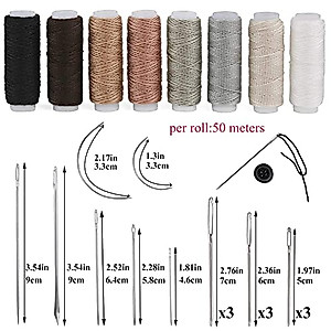 Upholstery Repair Sewing Kit Heavy Duty Sewing Kit with Sewing Awl, Seam Ripper, Hand Sewing Stitching Needles, Sewing Thread, Leather Craft Tool Kit for Shoes Sofa Tent Carpet Leather Craft DIY