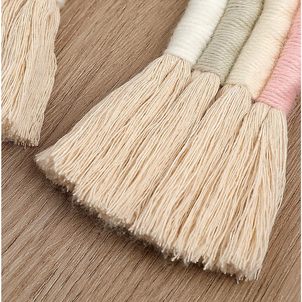 YMVV Rainbow Macrame,Woven Boho Rainbow Wall Hanging with Tassels,Cute Wall Decor for Nursery,Suitable for Festival Ornaments Baby Shower Wedding Pink Rainbow Decor(5.5 x 0.5 x 5)