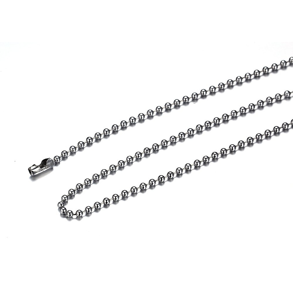 SINLEO Titanium Stainless Steel Small Beads Ball Chain Necklace for Men Women Dog Tag Link Chain Silver 2MM 24 Inches