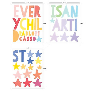 Paper Riot Co. Inspirational Wall Stickers "Every Child is an Artist" Positive Motivational Removable Adhesive Decals for Classroom Kids Room Nursery Bedroom Home Decor