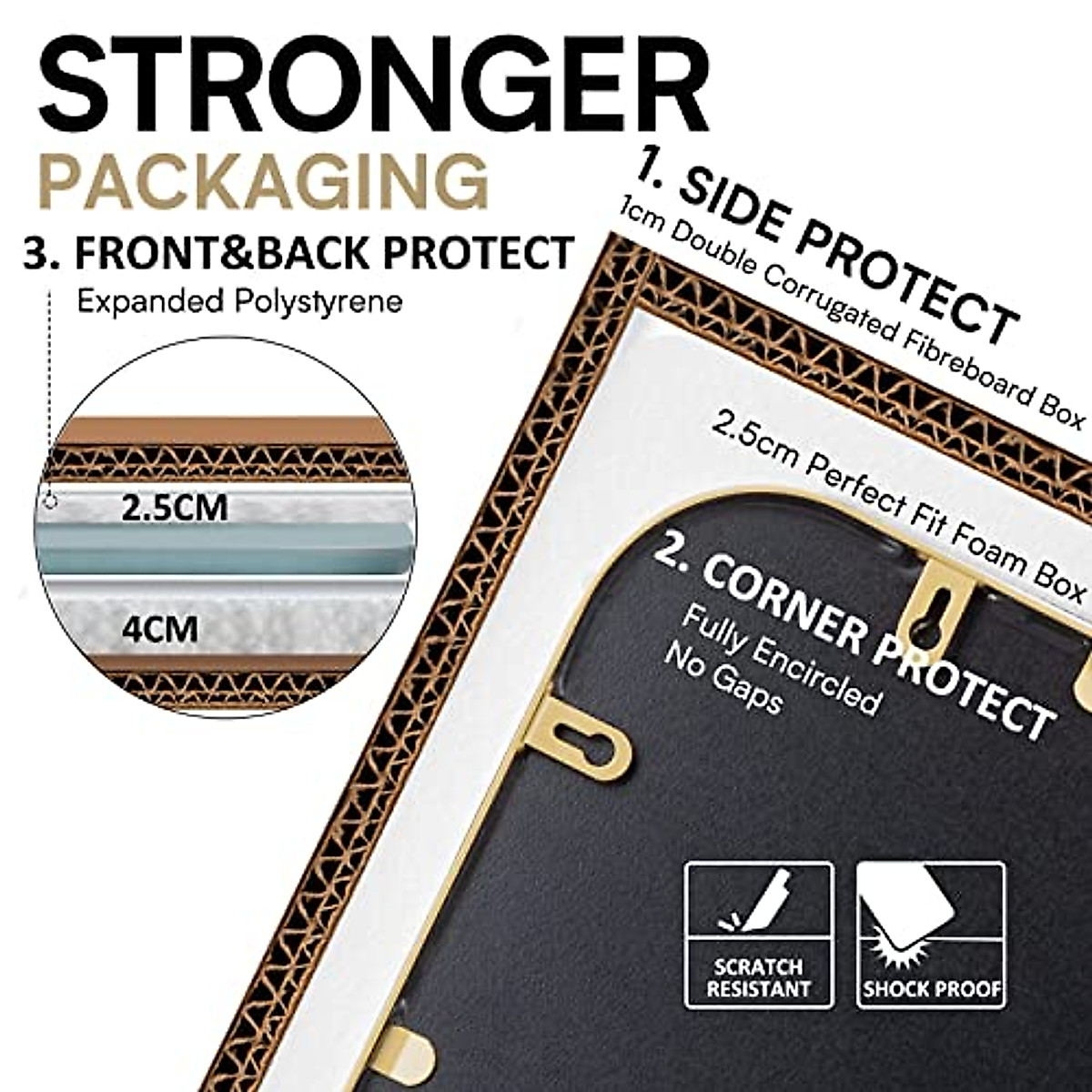 HOWOFURN 24’’x36’’ Bathroom Mirror, Gold Mirrors for Wall, Rectangular Wall Mount Mirror for Bathroom, Vertical & Horizontal Hung for Bedroom, Bathroom, Living Room