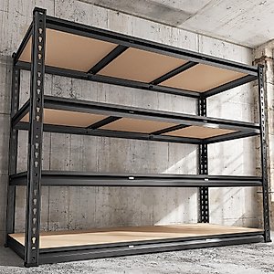 REIBII 48.2''W Storage Shelves Heavy Duty Garage Shelving 2500LBS Garage Shelves Adjustable Storage Shelves 4 Tier Metal Shelves for Storage Rack Industrial Metal Shelving Unit, 48.2"W X 24.2"D X 60"H