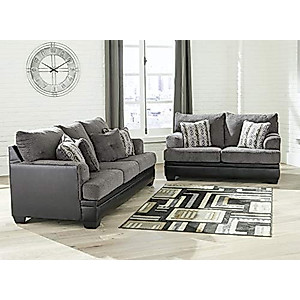 Signature Design by Ashley Millingar Chenille Two Tone Loveseat with 2 Accent Pillows, Gray