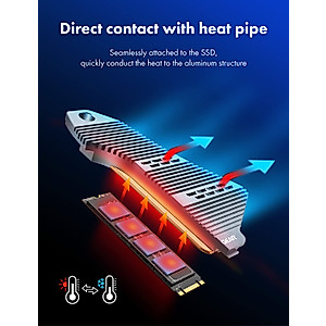 GRAUGEAR PS5 SSD Heatsink Cover, M.2 NVMe PS5 Heatsink, Shuttle Shaped Design, Heat Dissipation with Heat Pipe Cooler and Aluminum Fin for NVMe M2 PCIe 4.0 [G-PS5HS04]