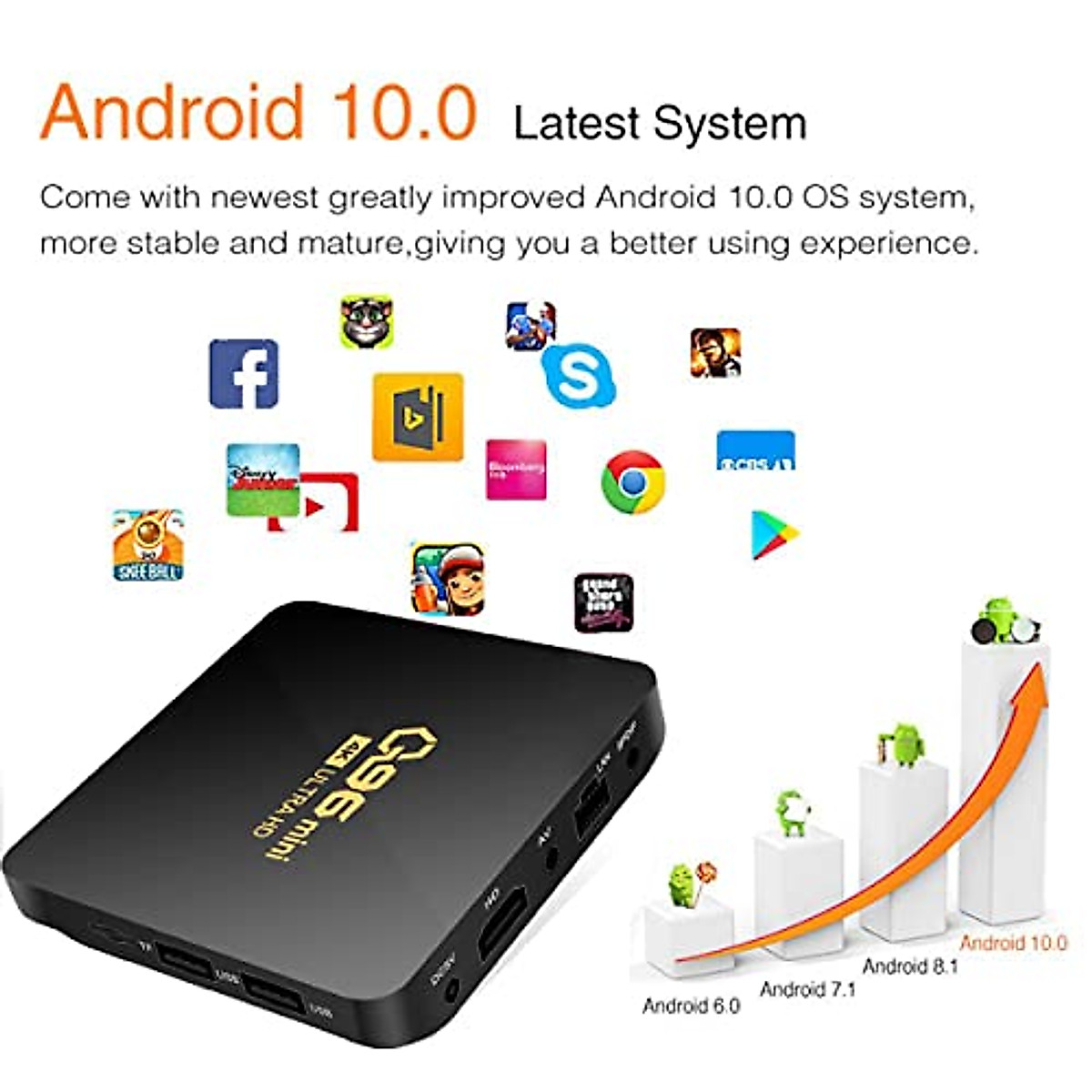 X96 Mini Android 9.0 TV Box Amlogic S905W Quad Core 2GB RAM 16GB ROM, Support 2.4G WiFi 100M Ethernet 3D/4K HD HDR H.265 Android Box