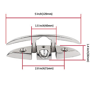 Laorde Boat Cleats 316 Stainless Steel Folding Dock Cleats 5 Inch Marine Grade Rope Cleat Flip Up Dock Cleat for Boat Kayak and Decoration with Fastener 2 Pack