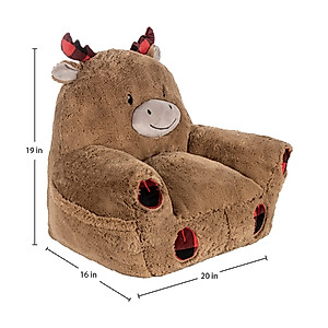 Cuddo Buddies Toddler Plush Buffalo Check Moose Character Chair and Blanket, Toddler-Sized Companion for Reading, Relaxing and Snuggling
