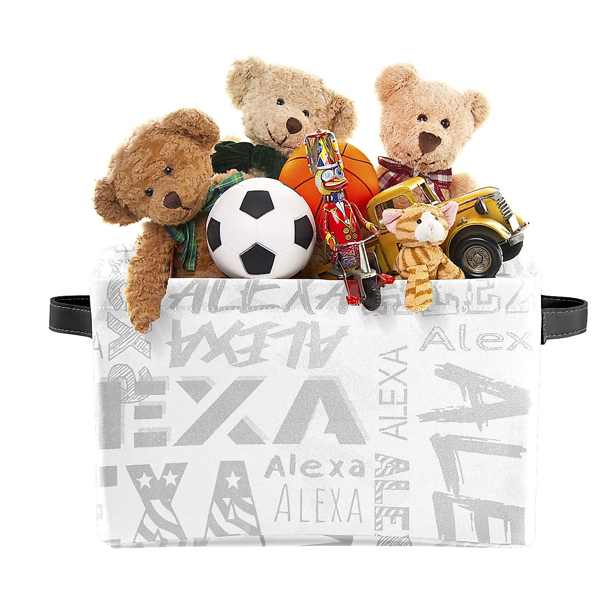 ZAACUSTOM Waterproof Personalized Basket Toy Storage Bin with Name for Boys Girls Kids Foldable Custom Baskets with Handles for Closet Shelf, Customized Nursery Boxes and Cubes Organizer, 1 Pack