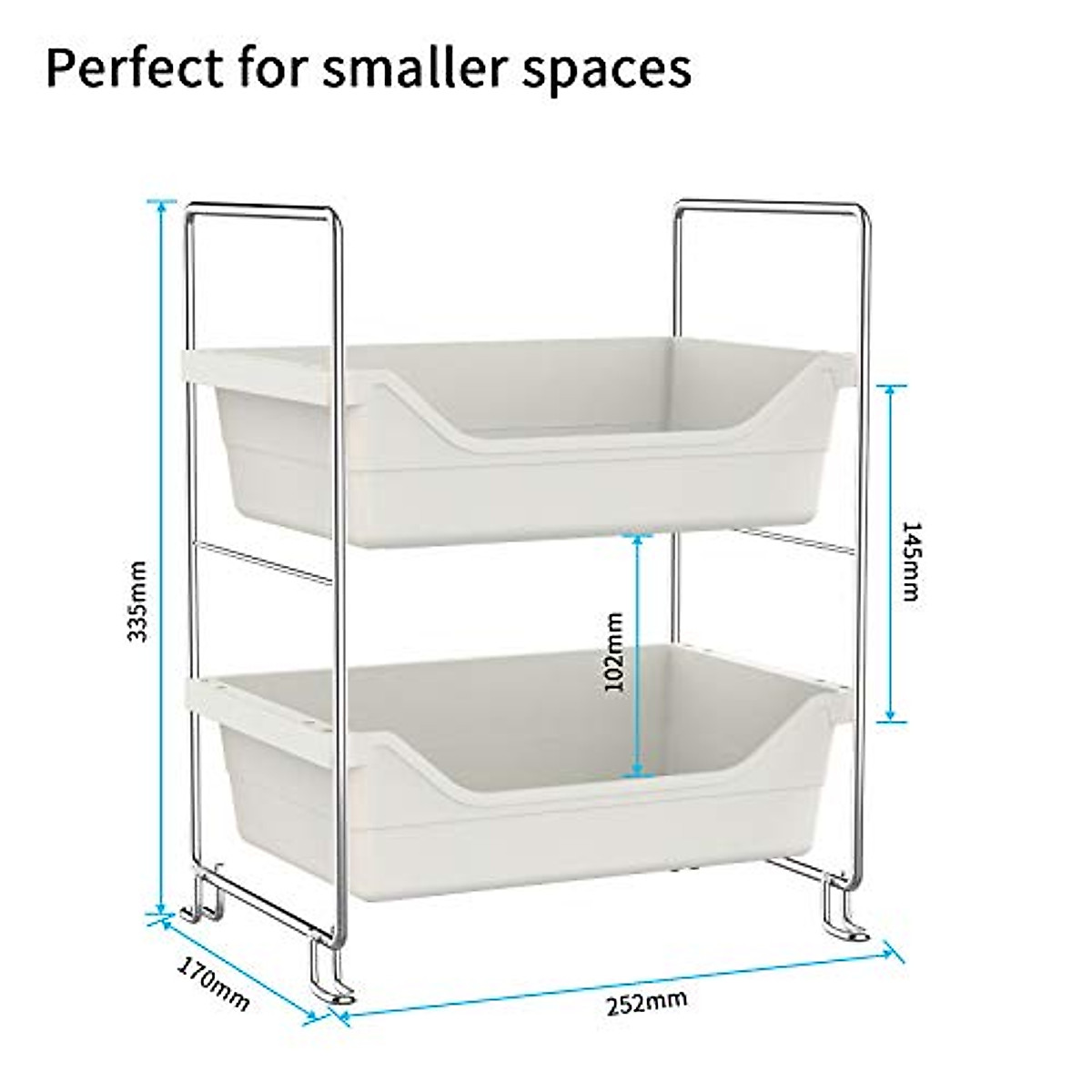 2-Tier Bathroom Countertop Organizer, Cosmetic Storage Shelf , Vanity Tray Cosmetic Skincare Makeup Storage, Kitchen Spice Rack , Silver&White