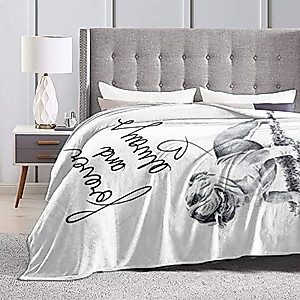 Bxuoe Ultra-Soft Fleece Bed Blanket Fuzzy Flannel Throw Blanket Unique Sketch English Bulldog Puppy Dog Warm Cozy Sofa Blankets for Bedroom Livingroom Chair, All-season Gift 40''x50''