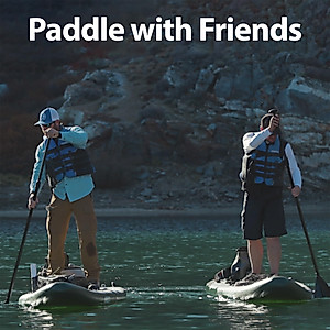 Sea Eagle FS126 12’6” Inflatable FishSUP Fishing Stand-Up Paddleboard w/Paddle(s), Storage Box, Pump, Removable Transom, Backpack/Optional Seat - Sit, Stand, Fish, Motor, or Troll (FS126 Start UP)