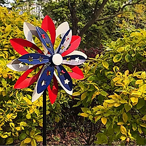 Wind Spinners Outdoor Metal with Patriotic, Magical Garden Windmill Decor Kinetic Sculptures for Yard Garden Lawn, American Flag Pinwheel Decorations