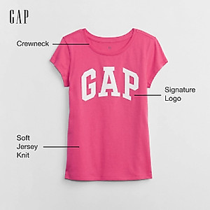 GAP Girls Short Sleeve Logo T-Shirt T Shirt, Gasoline Green, Medium US