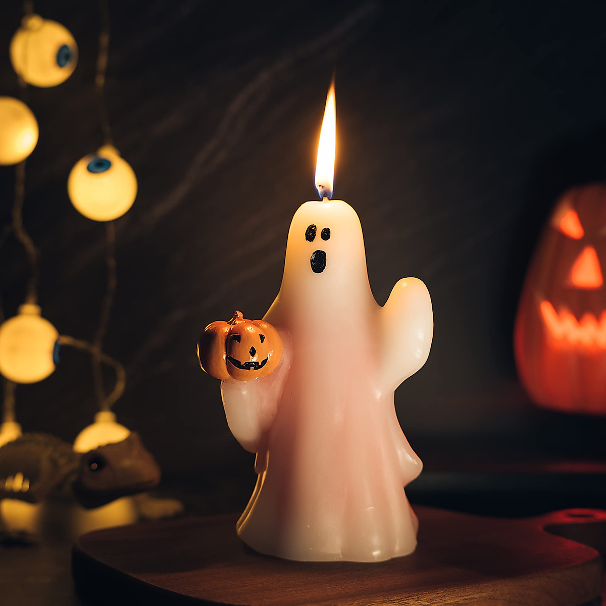 GUTE Ghost Skeleton Blood Candles - Bleeding Dripping Red Wax, Skeleton Skull Candle, Magic Skulls Gothic Spooky Candlestick Spooky Ghost Bar Decoration, Bleeding Candle (Ghost 1 Piece)