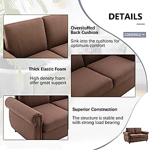 P PURLOVE Sleeper Sofa Bed, Pull Out Sofa Bed Loveseat Sleeper with Twin Size Memory Mattress, Modern Linen Couch Bed Chairs for Living Room, Bedroom and Small Space (Brown)