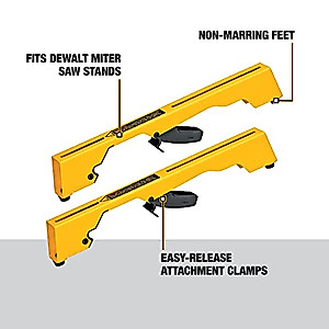 DEWALT Miter Saw Mounting Brackets, 2 Pack, 12 inch Blade Length, Retractable Clamps (DW7231),Yellow