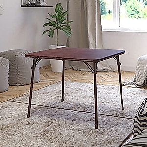 Flash Furniture Folding Card Table - Brown Foldable Card Table Square - Portable Table with Collapsible Legs