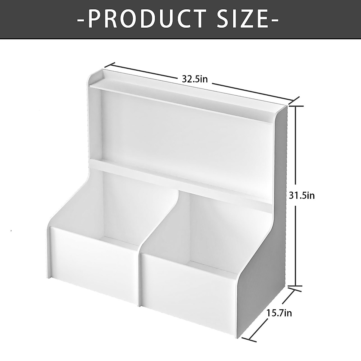 Azheruol Cubby Toy Storage Cabinet 3 Tier Wooden Children Bookcase,Toy and Book Storage Organizer Shelf for Playroom, Bedroom, Living Room, Nursery, School (White)