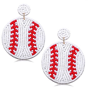 Beaded Baseball Earrings Sports Earrings Baseball Dangle Earrings Statement Sports Game Team Jewelry Gifts