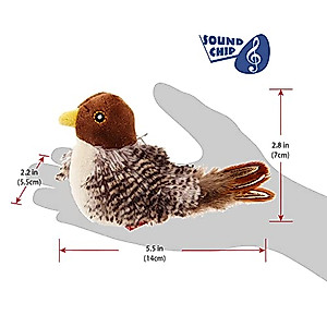 Gigwi Interactive Electronic Cat Toy, Automatic Chirping Bird Cat Toy Squeaky with Feather Tail, Melody Chaser Toy Bird for Cats to Play Alone, Play and Squeak Kitten Toy for Boredom