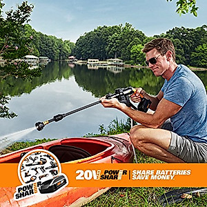 WORX WG629 Hydroshot 20V PowerShare 2.0 Ah 320 PSI Cordless Portable Power Cleaner