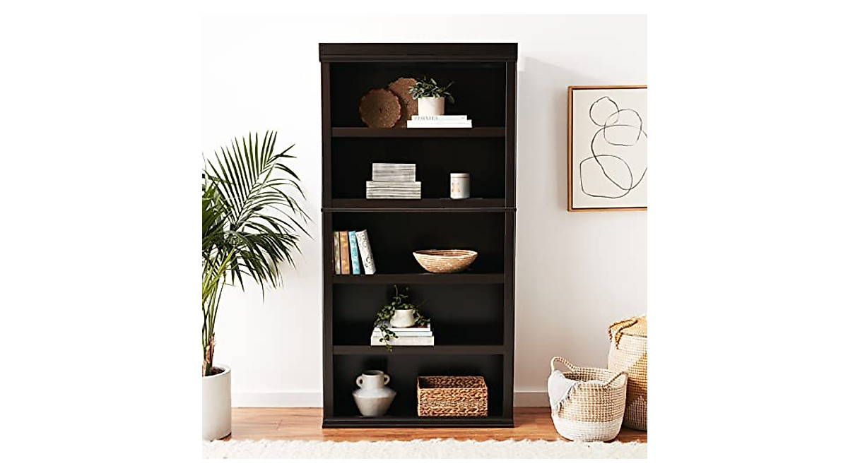 Sauder 5 Shelf Bookcase - Stylish Jamocha Wood Finish